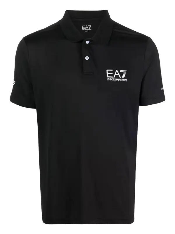 EA7 Logo-print Polo Shirt - Black