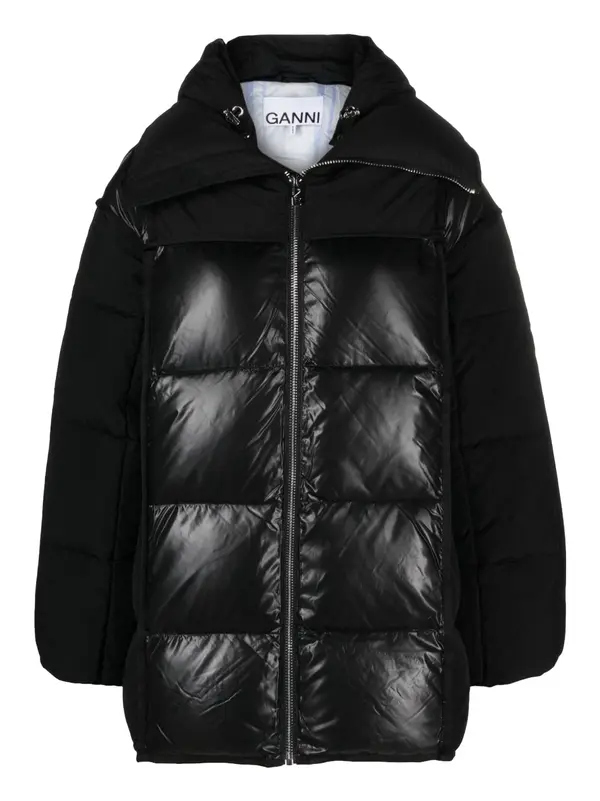 GANNI Hooded Padded Jacket - Black