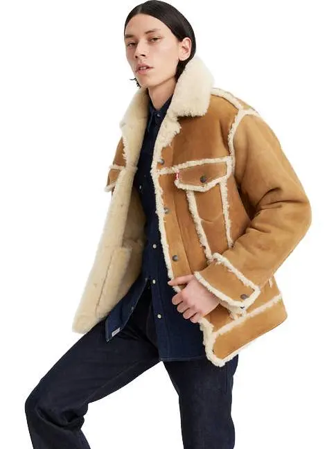 LEVI'S Shearling Trucker Jacket - Brown Worn In