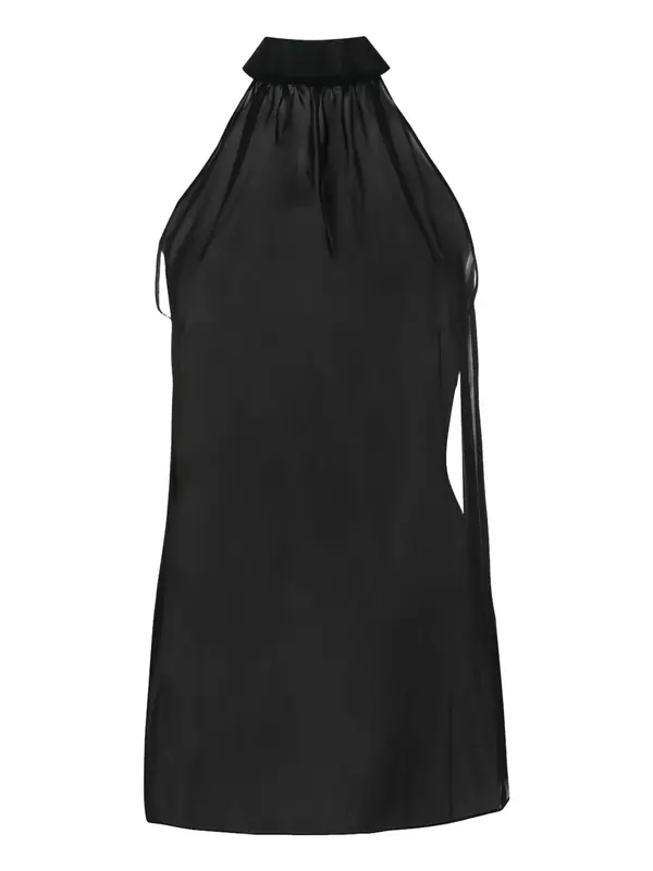 MAISON CLOSE Semi-sheer Chiffon Blouse - Black