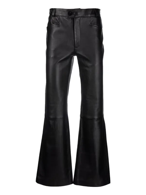 ERNEST W. BAKER Leather Flare-leg Trousers - Black