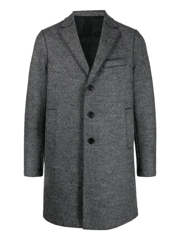 Harris Wharf London Herringbone Single-breasted Coat - Grey