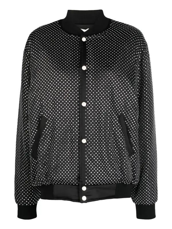 P.a.r.o.s.h Crystal-embellished Bomber Jacket - Black