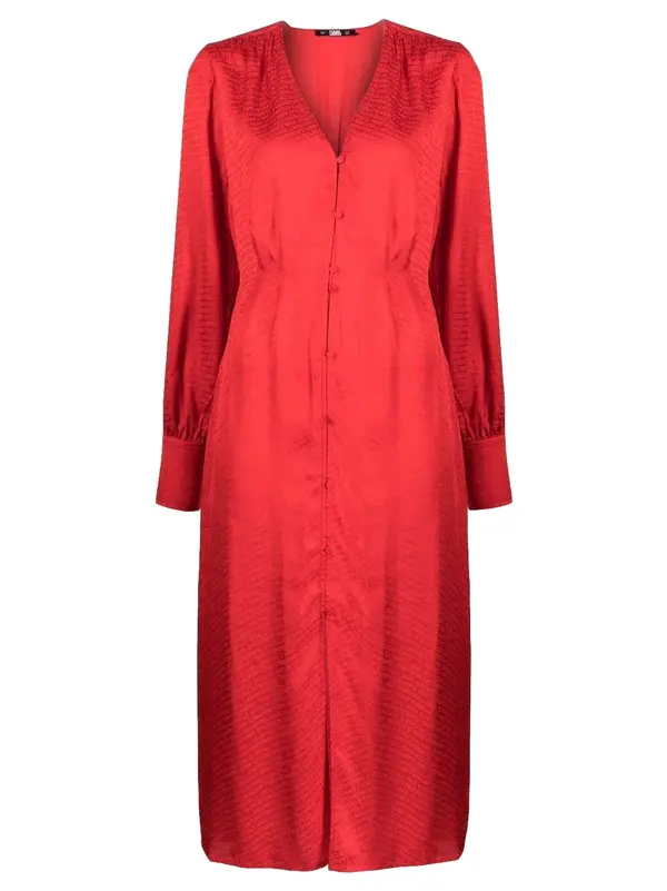 Karl Lagerfeld Logo-print Jacquard Shirt Dress - Red