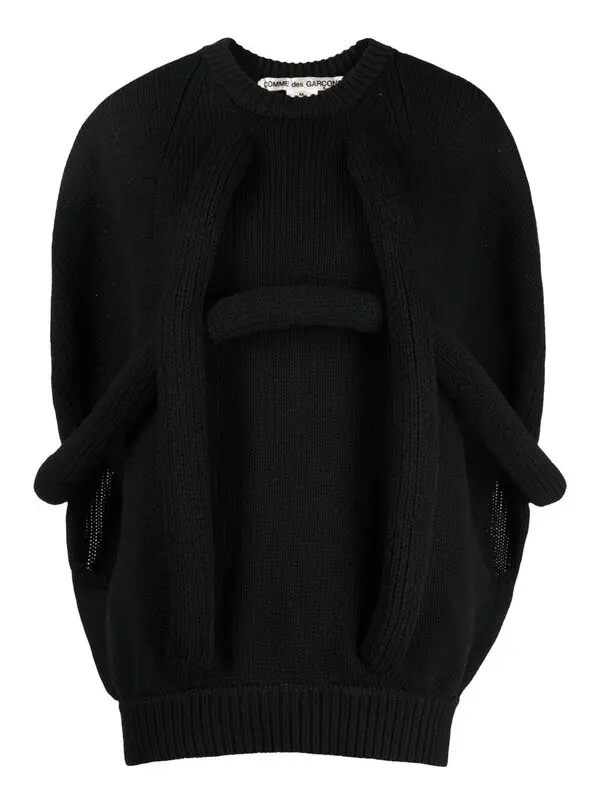 Comme Des Garçons Appliqué-detail Chunky-knit Jumper - Black