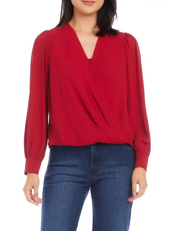 Karen Kane Drape Front Blouse - Red
