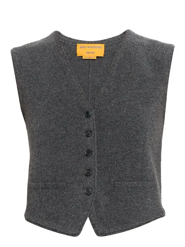 Guest In Residence Tailored Cashmere Vest - Charcoal