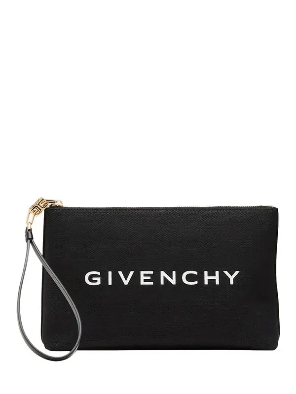 Givenchy Travel Logo Canvas Pouch Wristlet - Black