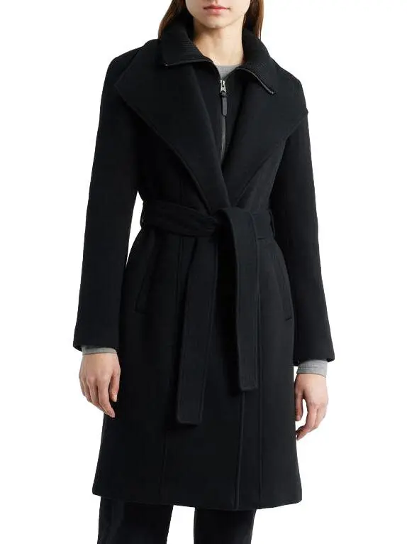 Mackage Norita Belted Wool Coat With Bib - Black