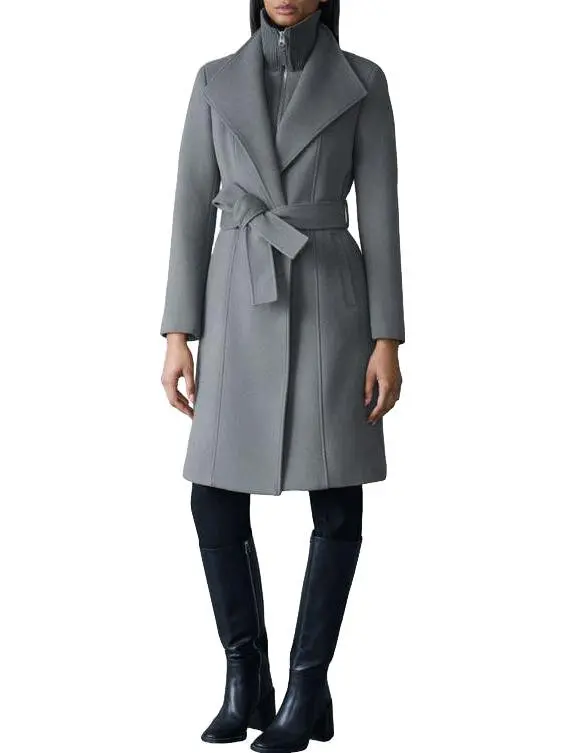 Mackage Norita Belted Wool Coat With Bib - Carbon Mix