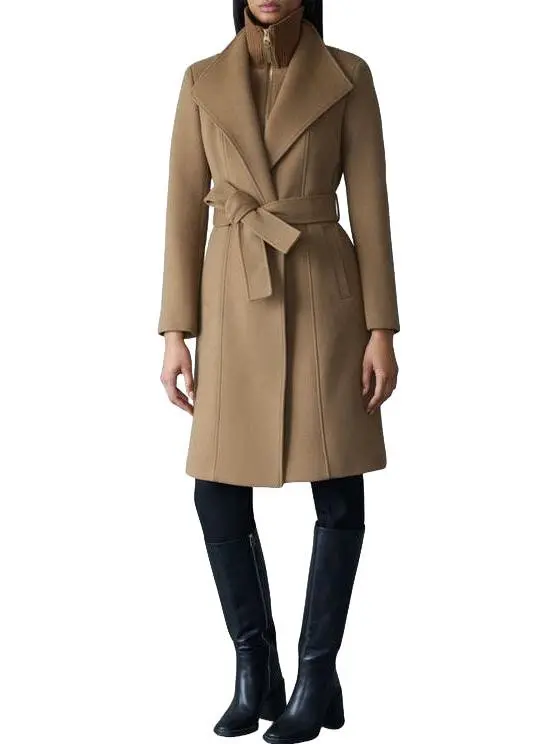 Mackage Norita Belted Wool Coat With Bib - Otter