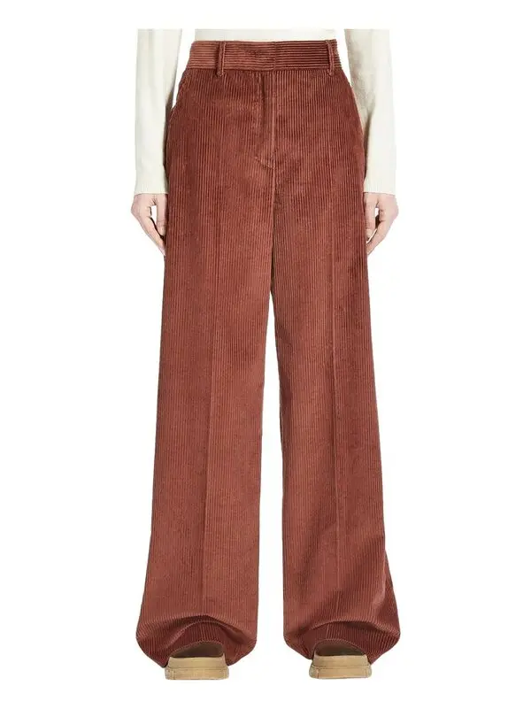 Max Mara Tania Wide Leg Cotton Corduroy Pants - Brick Red