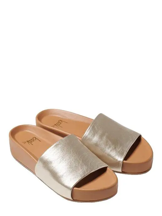 Beek Pelican Leather Slides - Metallic