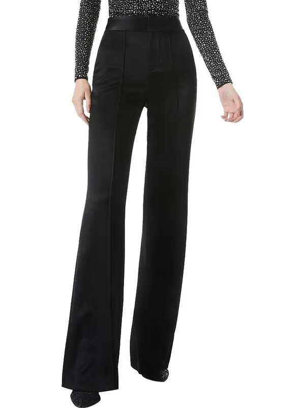 Alice + Olivia Dylan High-waisted Wide-leg Pants - Black Satin Waistband