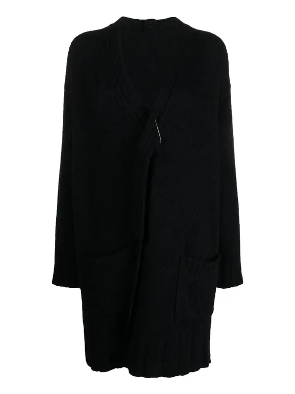 Yohji Yamamoto Asymmetric V-neck Cardigan-coat - Black