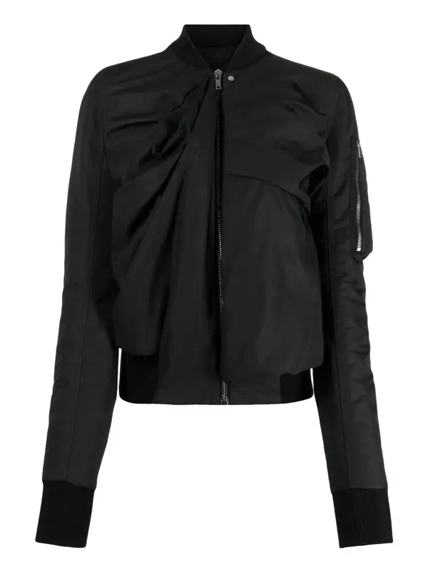 Rick Owens Ripple Draped Bomber Jacket - Black