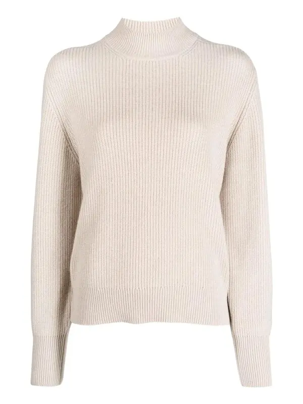 Brunello Cucinelli Mock-neck Cashmere Jumper - Neutrals