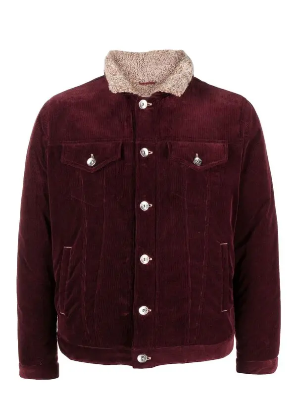 Brunello Cucinelli Corduroy Shearling-lining Shirt Jacket - Red