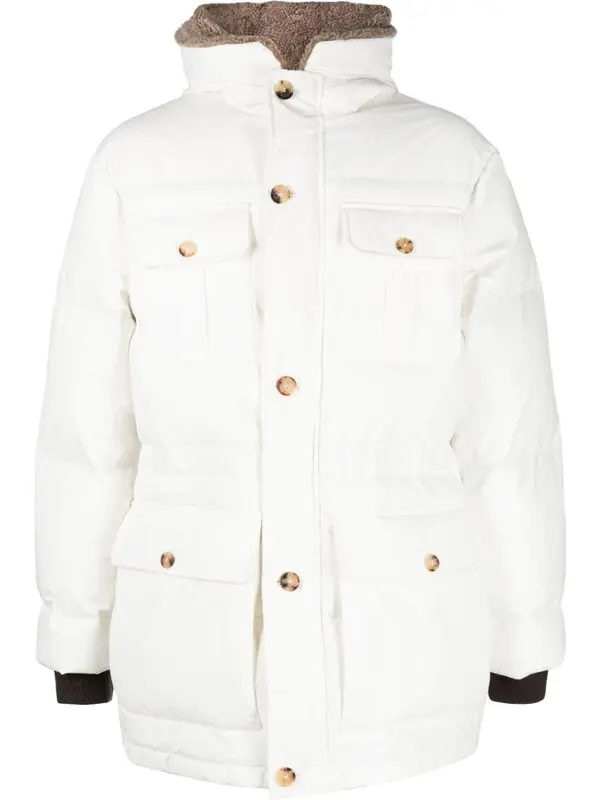 Brunello Cucinelli Cashmere-lined Padded Coat - White