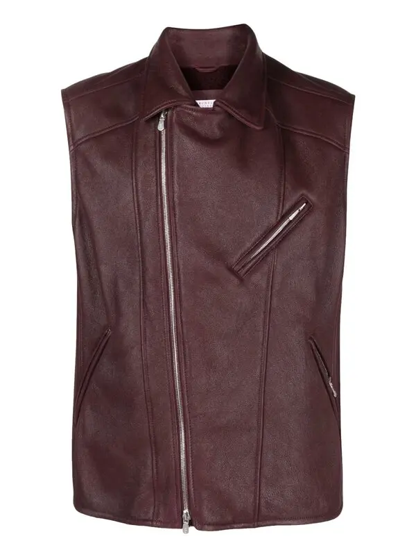Brunello Cucinelli Sheepskin Biker Vest - Red