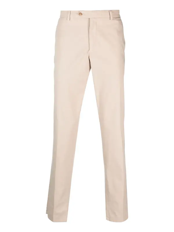 LARDINI Slim-fit Cotton Blend Chinos - Neutrals