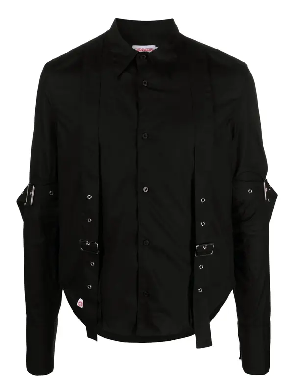 CHARLES JEFFREY Buckled Organic Cotton Shirt - Black
