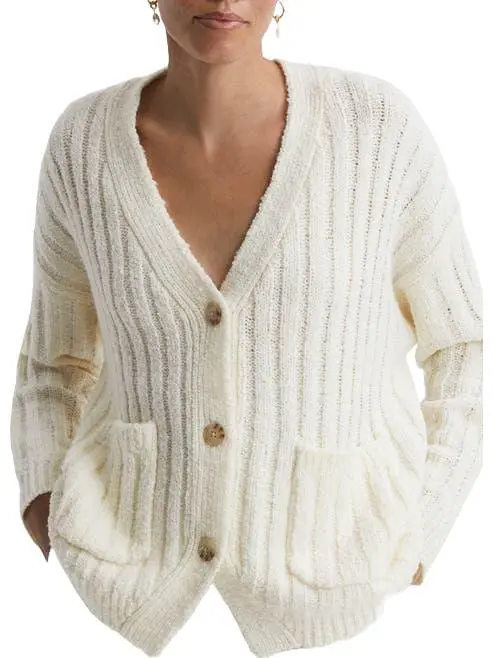 REISS Annie Wool Blend Cardigan - Neutral