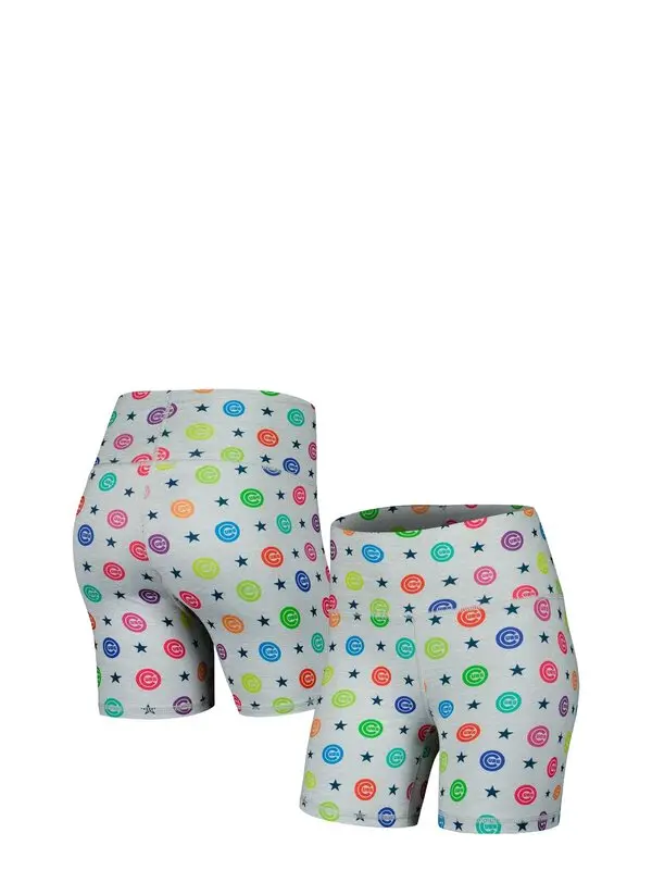 Terez Chicago Cubs Tlc Rainbow High-waisted Shorts - Gray