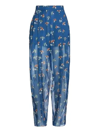 Emporio Armani Floral Silk Tapered Pants - Blue
