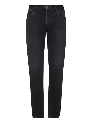 Dolce & Gabbana Jeans In Cotton And Leather - Black