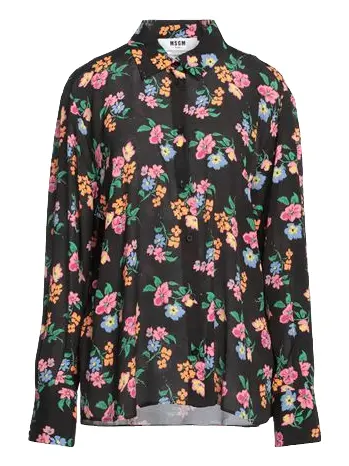 MSGM Floral-print Viscose Shirt - Black