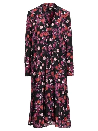 Isabel Marant Midi Dress Silk Chiffon Floral Design - Pink