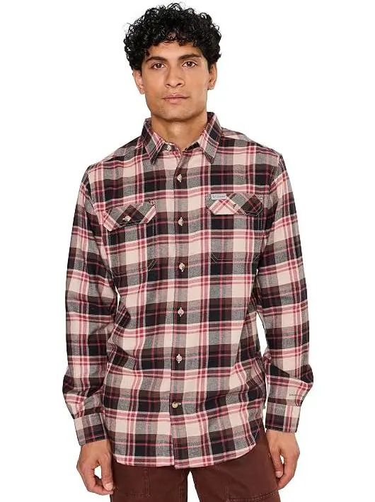 Columbia Flare Guntm Stretch Flannel Long Sleeve Button Up - Ancient Fossil/dispersed Plaid