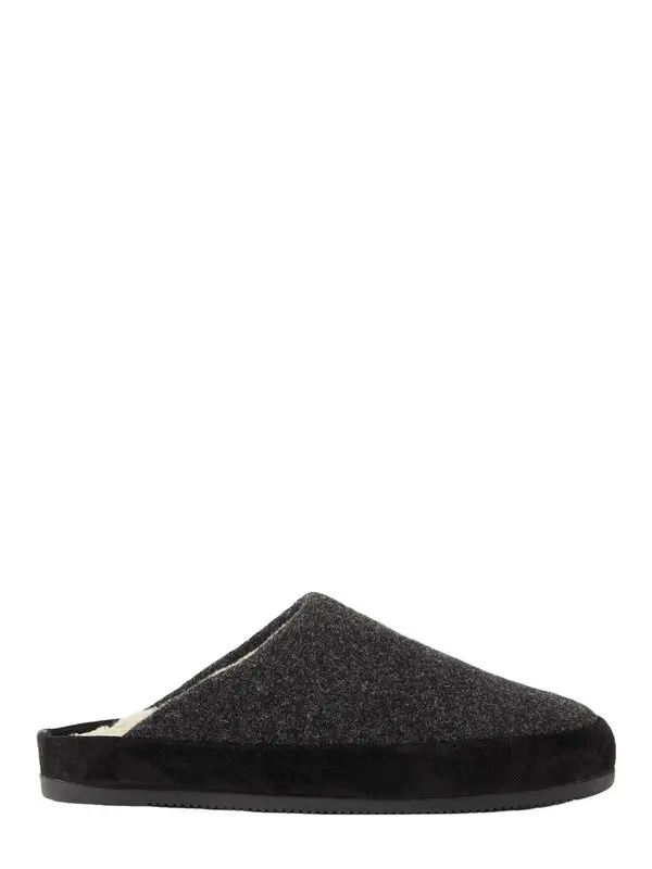 Mulo Suede-trimmed Shearling-lined Recycled-wool Slippers - Gray
