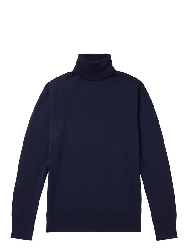Mr P. Slim-fit Merino Wool Rollneck Sweater - Blue