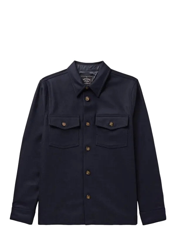 Portuguese Flannel Wool-tweed Overshirt - Blue