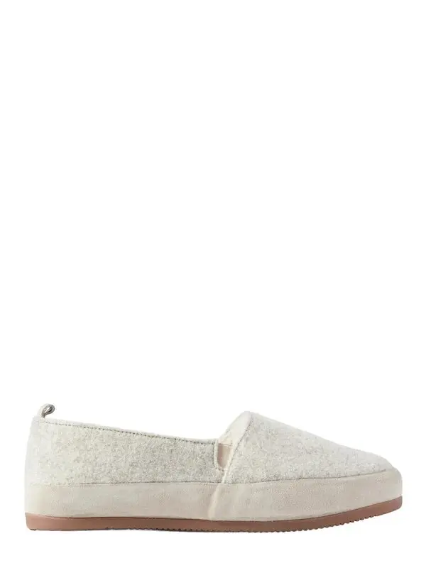 Mulo Suede-trimmed Wool-felt Slippers - Gray
