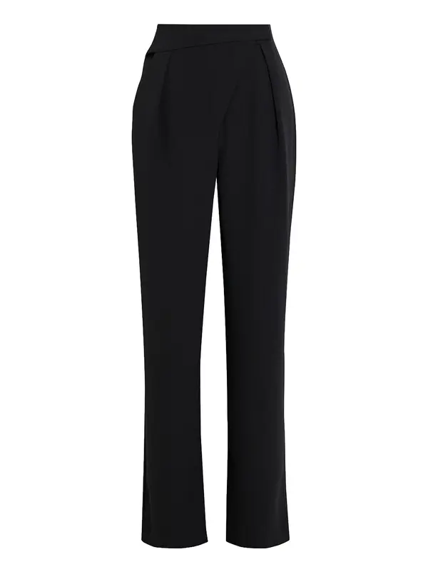 NICHOLAS Cutout Pleated Crepe Pants - Black