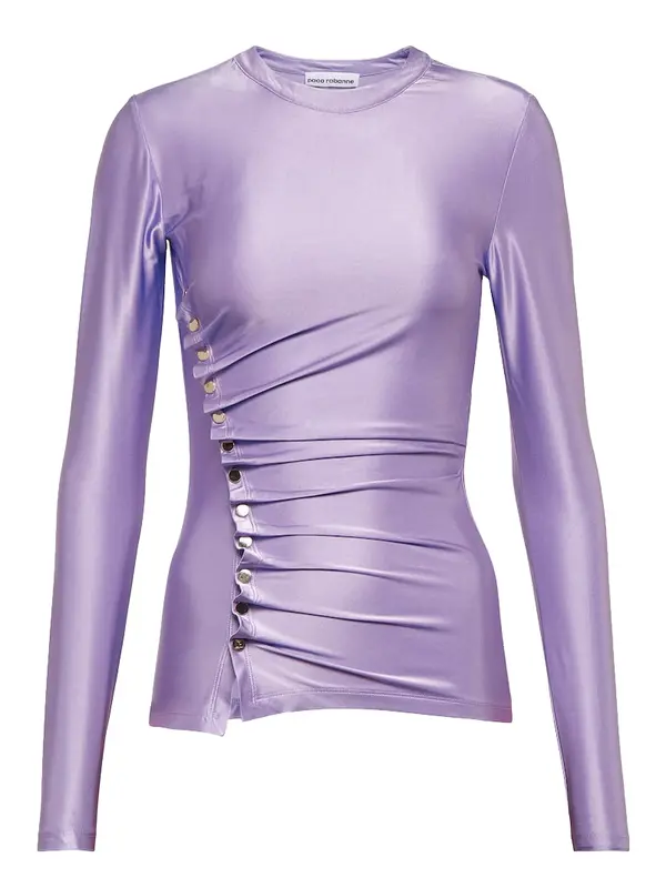 Rabanne Gathered Satin Top - Purple