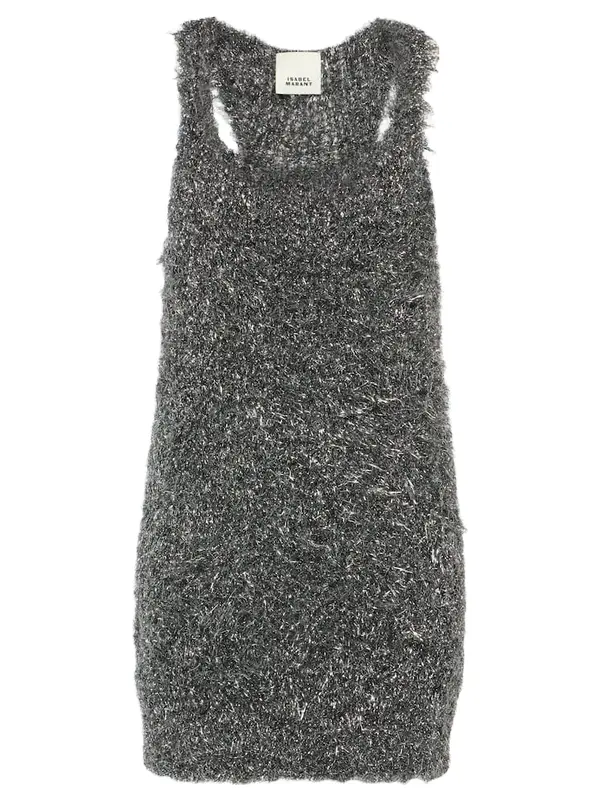 Isabel Marant Windy Metallic Knit Minidress - Silver