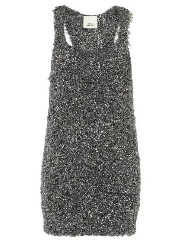Isabel Marant Étoile Windy Metallic Knit Minidress - Silver