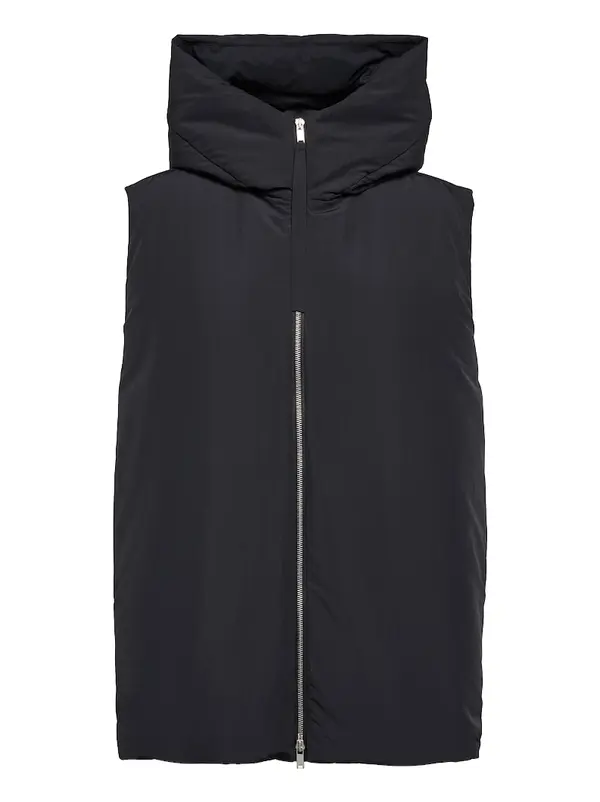JIL SANDER Oversized Hooded Down Vest - Black