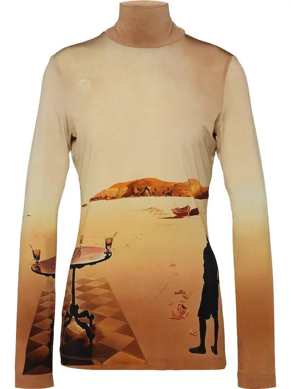 Rabanne Printed Turtleneck Top - Multicoloured