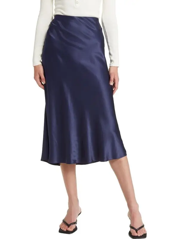 Rails Anya Satin Midi Skirt - Navy