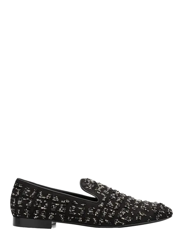 Versace Suede Bead-embellished Smoking Slippers - Black