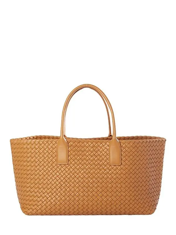 Bottega Veneta Cabat Medium Intrecciato Leather Tote Bag - Caramel/gold