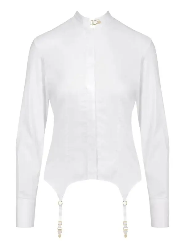 MAISON CLOSE Braces-detail Poplin Shirt - White
