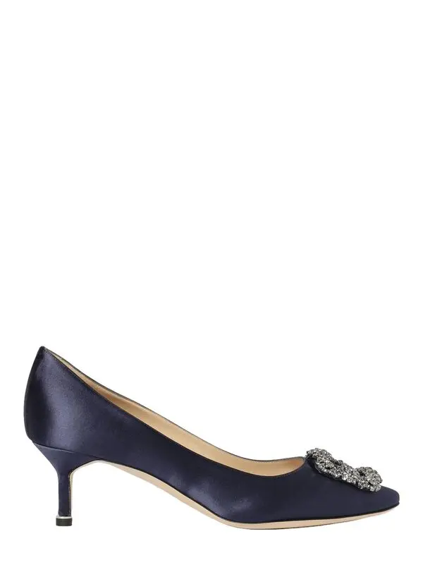 Manolo Blahnik Embellished Pointed Toe Pumps - Navy