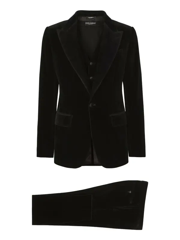 Dolce & Gabbana Single-breasted Smooth Velvet Suit - Black