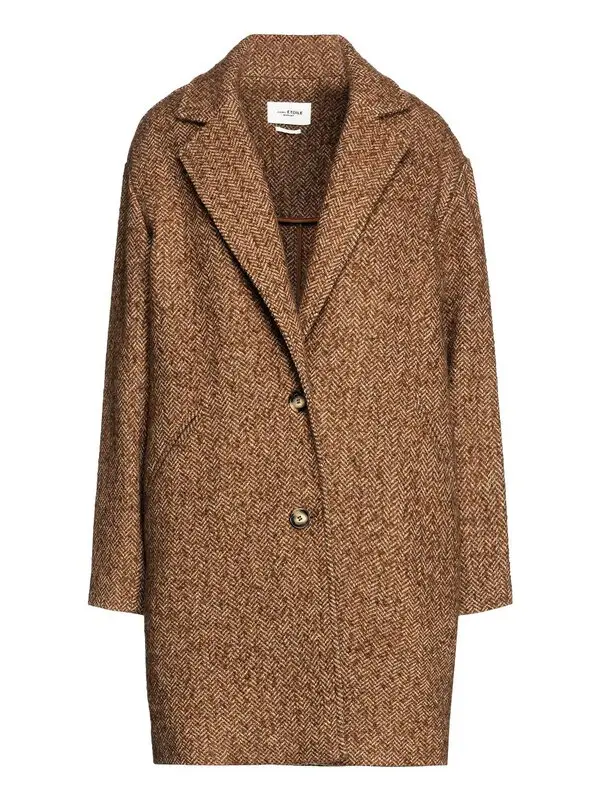 MARANT ETOILE Dante Herringbone Wool-blend Bouclé-tweed Coat - Light Brown